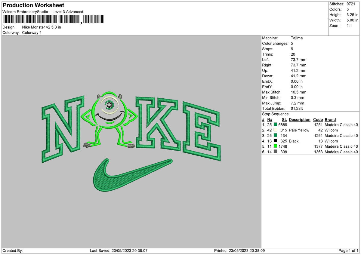 Nike Monster V2 Embroidery File 6 sizes – Master Digitizer