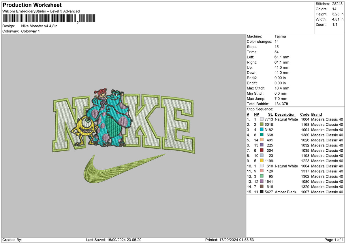 Nike Monster V4 Embroidery File 6 sizes – Master Digitizer