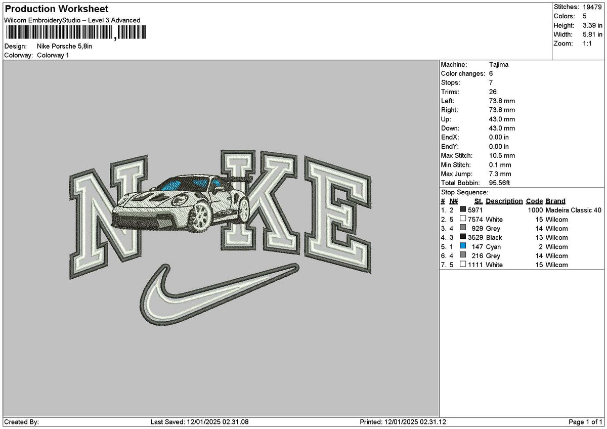 Nike Car 1201a Embroidery File 6 sizes – Master Digitizer