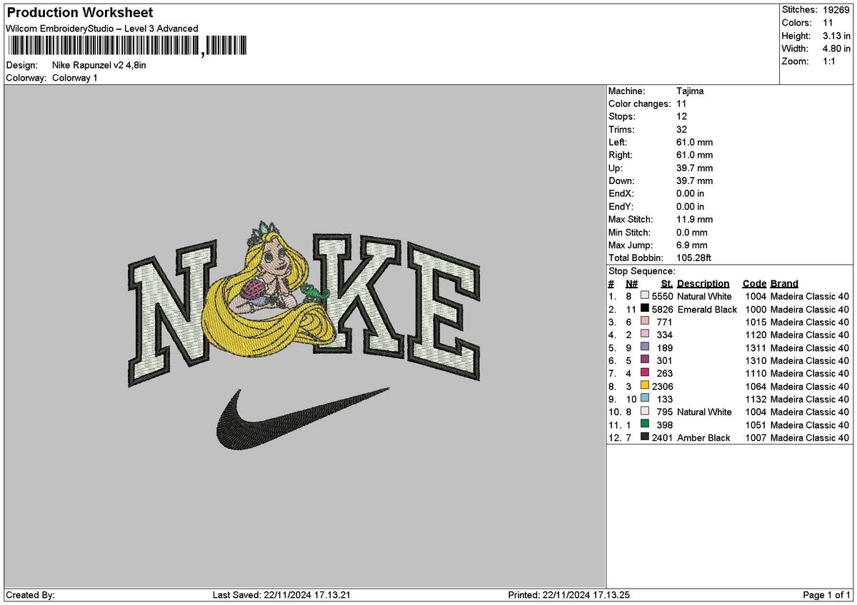 Nike Rapunzel V2 Embroidery File 6 sizes – Master Digitizer