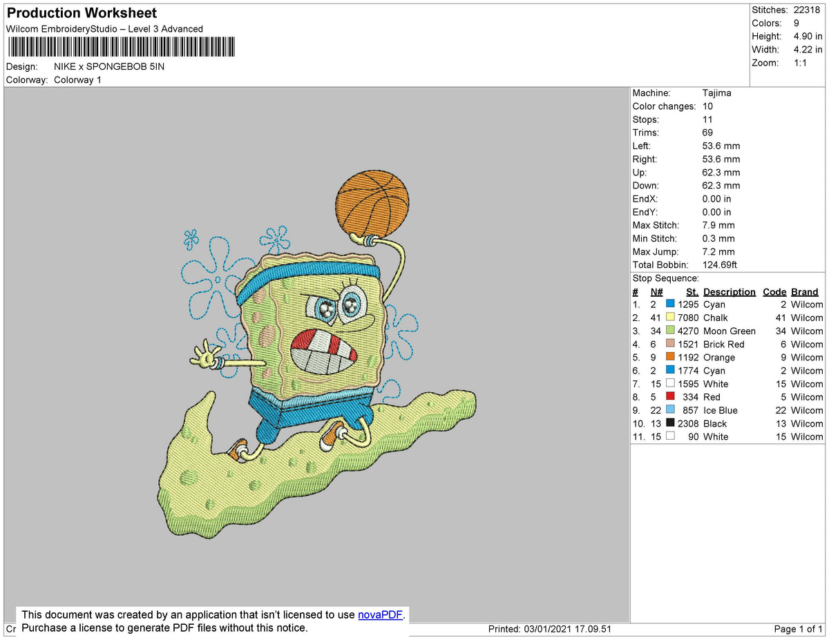 Swoosh Spongebob 01 Embroidery File 4 size – Master Digitizer