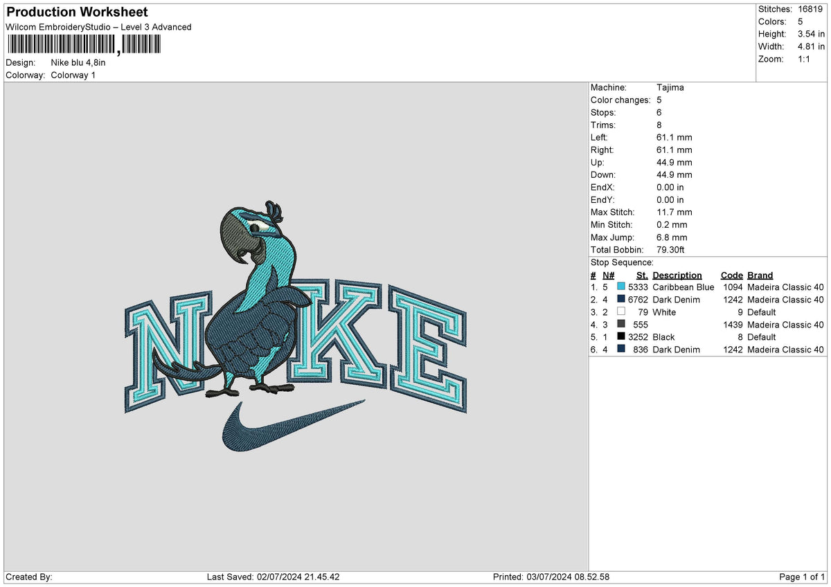 Nike Bird V1 Embroidery File 6 sizes – Master Digitizer
