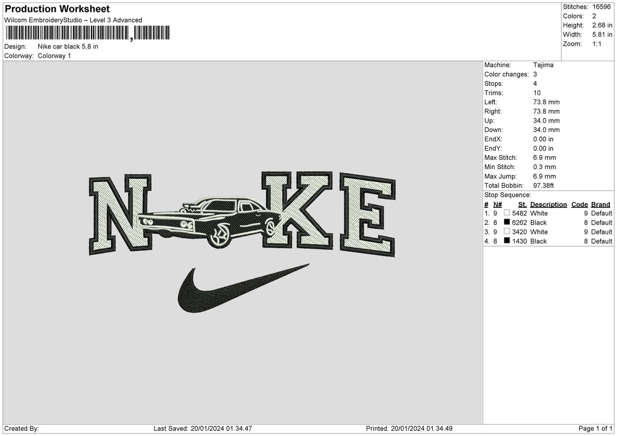 Nike Car Black Embroidery File 6 sizes – Master Digitizer