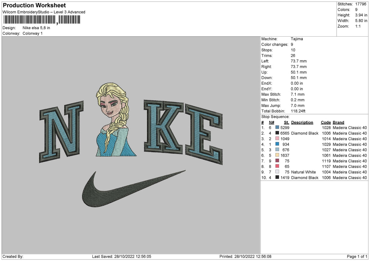 Nike Elsa Embroidery File 6 sizes – Master Digitizer