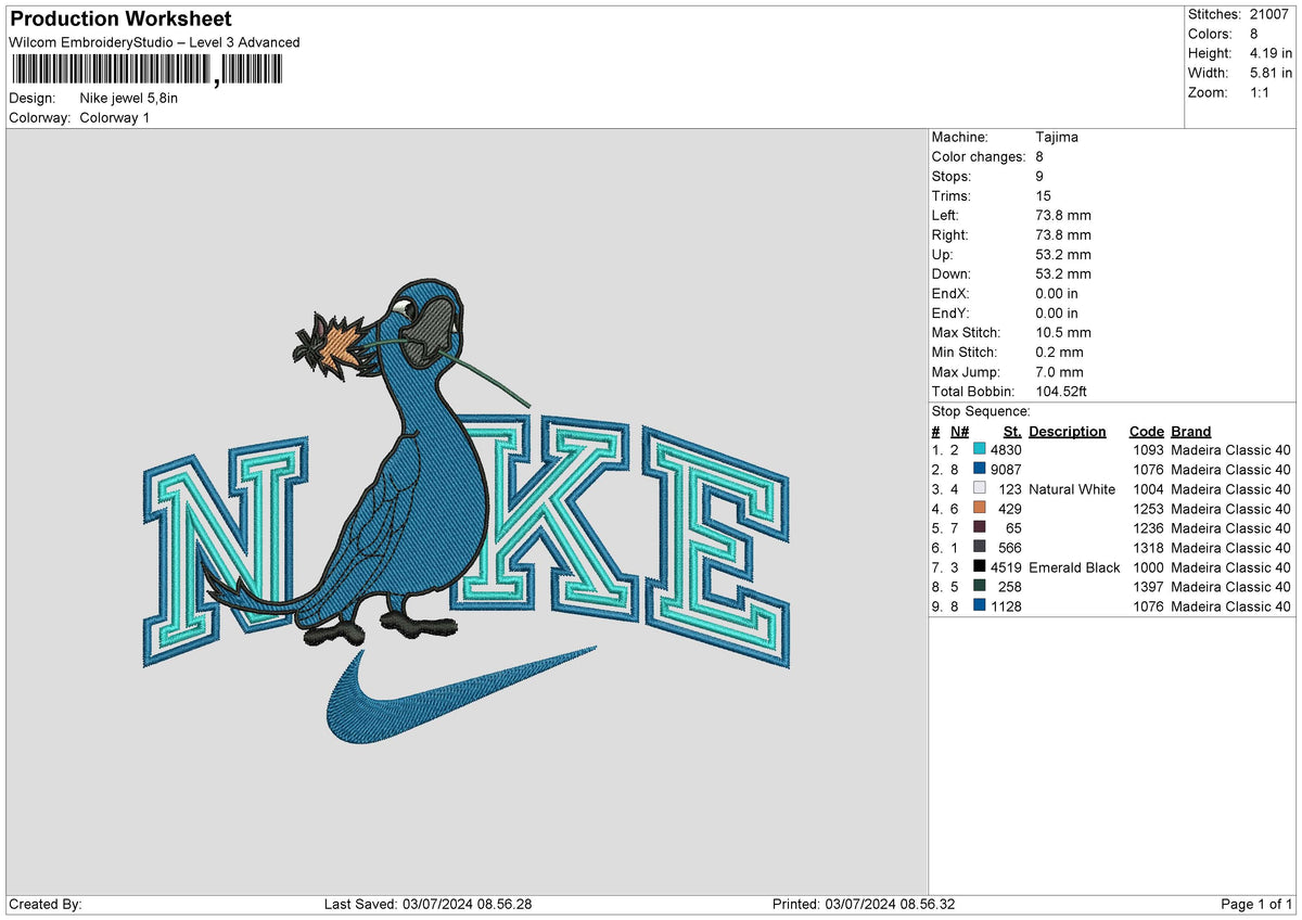 Nike Bird V2 Embroidery File 6 sizes – Master Digitizer