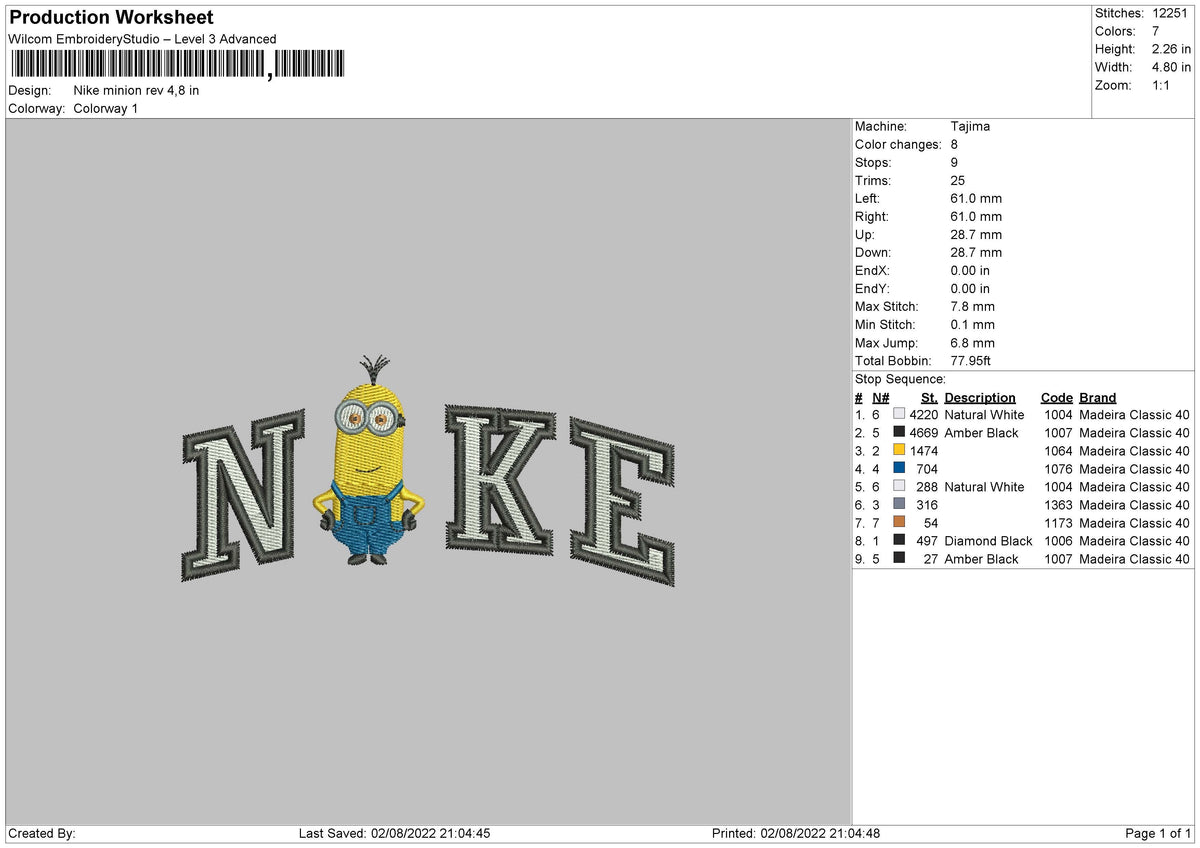 Nike Minion Embroidery File 6 sizes – Master Digitizer