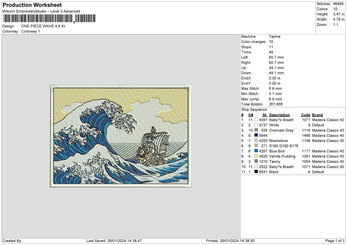 Wave Rectangle Embroidery File 6 sizes – Master Digitizer
