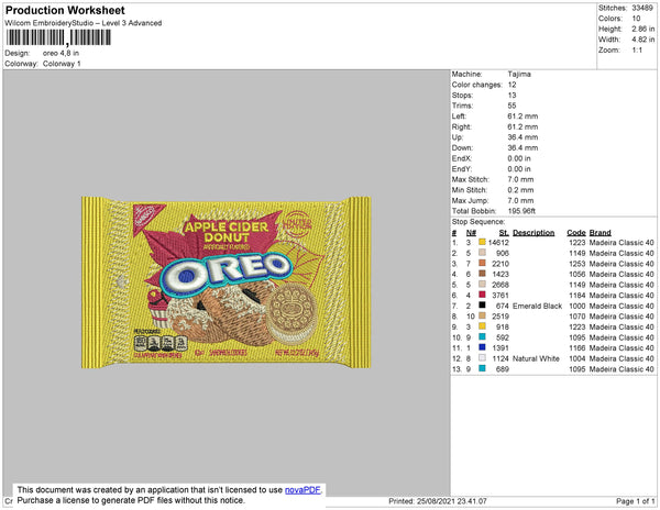 Oreo Embroidery File 4 size – Master Digitizer