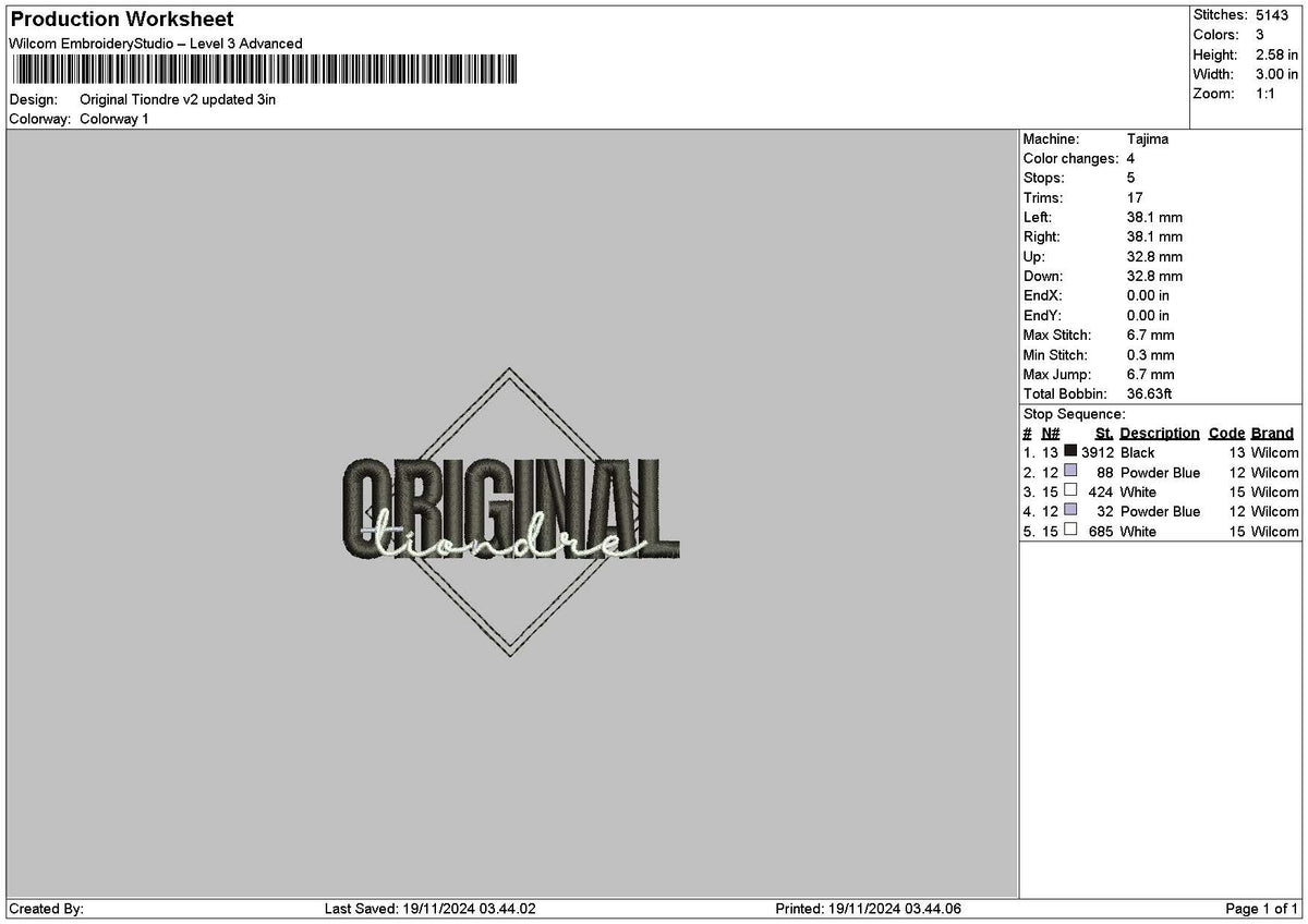 Originaltext V2 Embroidery File 6 sizes – Master Digitizer