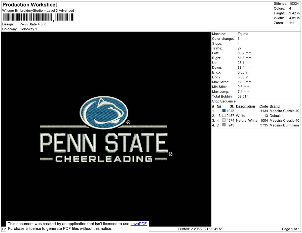 Penn State Embroidery File 4 size – Master Digitizer