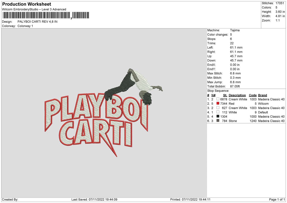 Playboi Carti Text Embroidery File 6 sizes – Master Digitizer