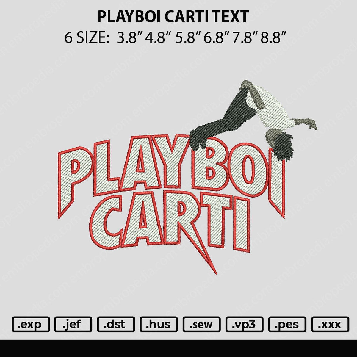Playboi Carti Text Embroidery File 6 sizes – Master Digitizer
