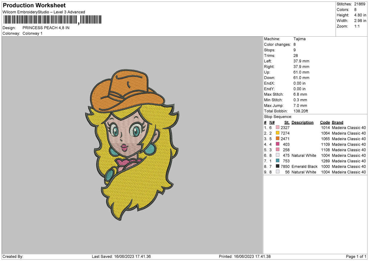 Princess P Embroidery File 6 sizes – Master Digitizer