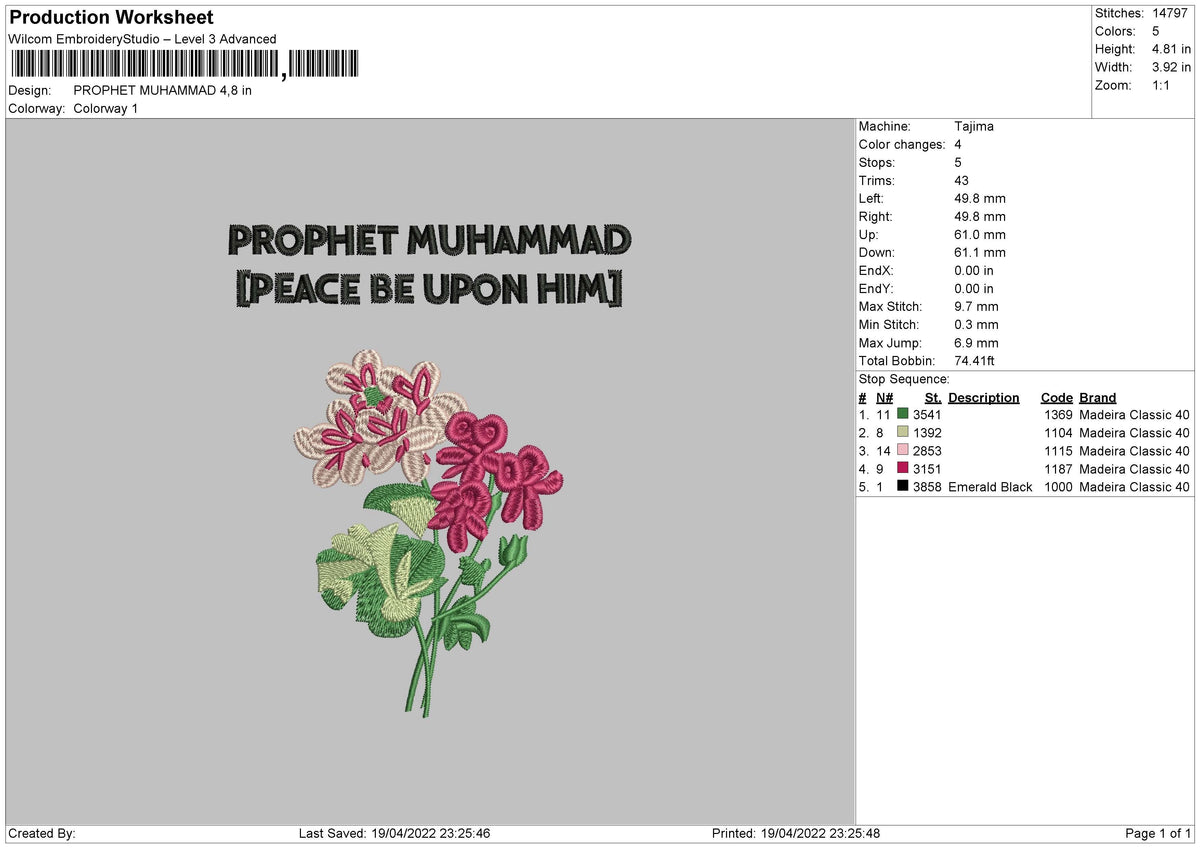 Prophet Muhammad Embroidery File 4 size – Master Digitizer