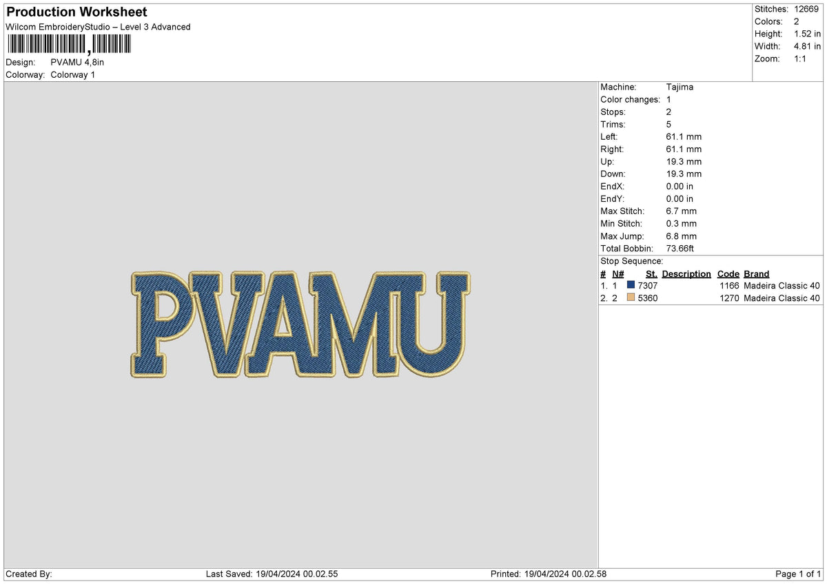 Pvamutext Embroidery FIle 6 sizes – Master Digitizer