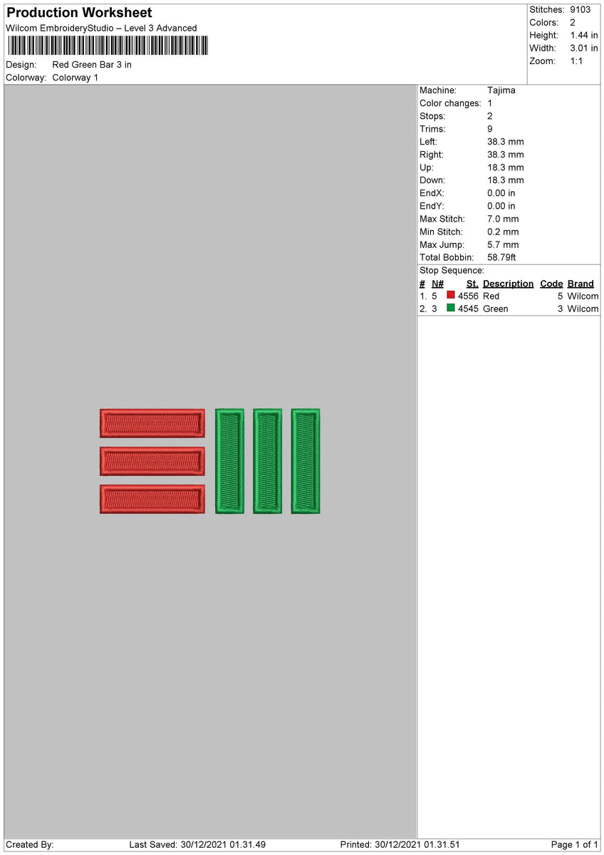 Red Green Bar Embroidery File 4 size – Master Digitizer
