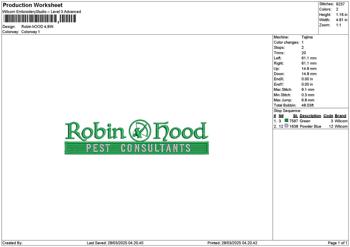 Robintext 01 Embroidery File 6 sizes – Master Digitizer