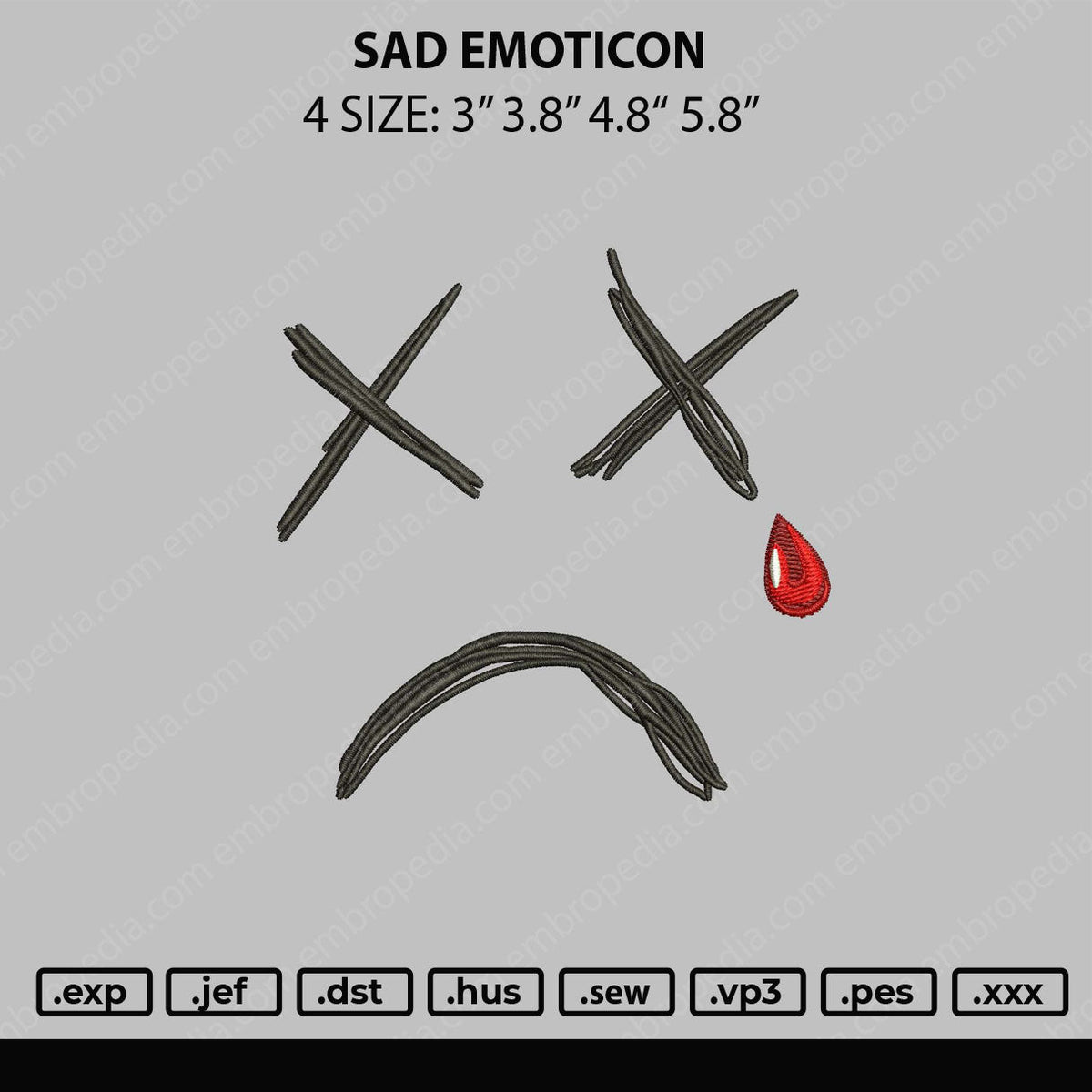 Sad Emoticon Embroidery File 4 size – Master Digitizer