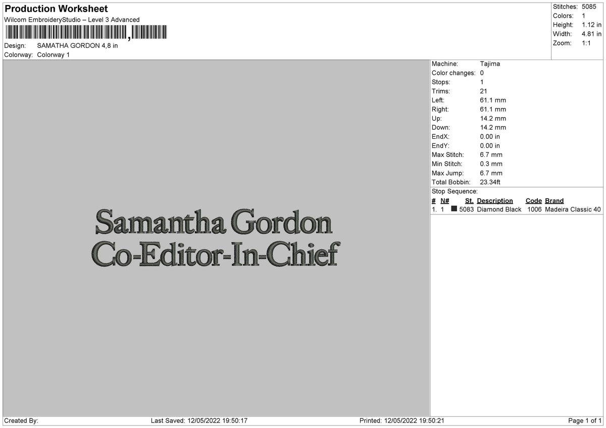 Samantha Gordon Embroidery File 4 size – Master Digitizer