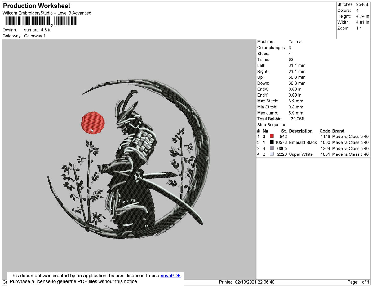 Samurai Embroidery File 4 size – Master Digitizer