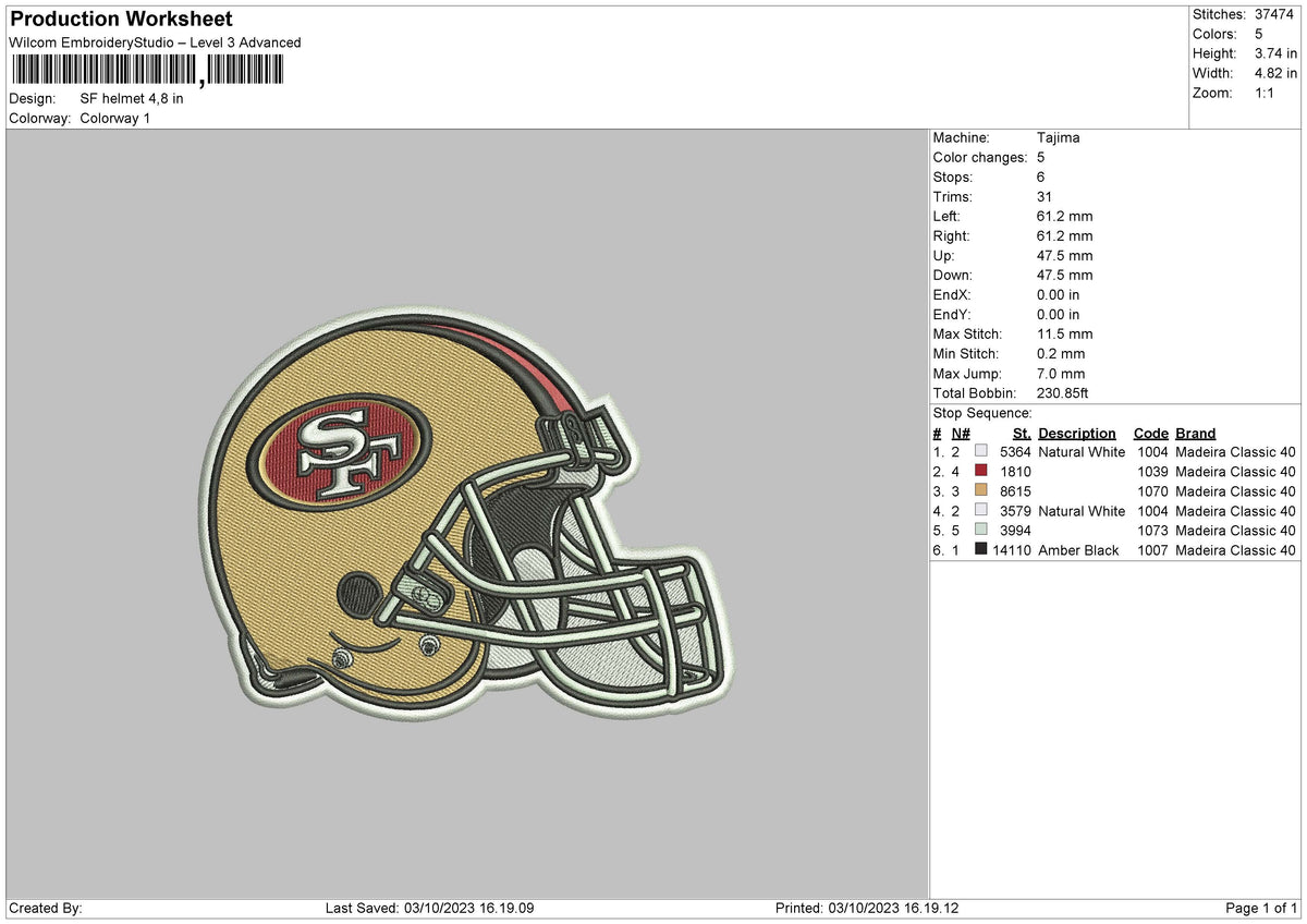 Sf Helmet Embroidery File 6 sizes – Master Digitizer