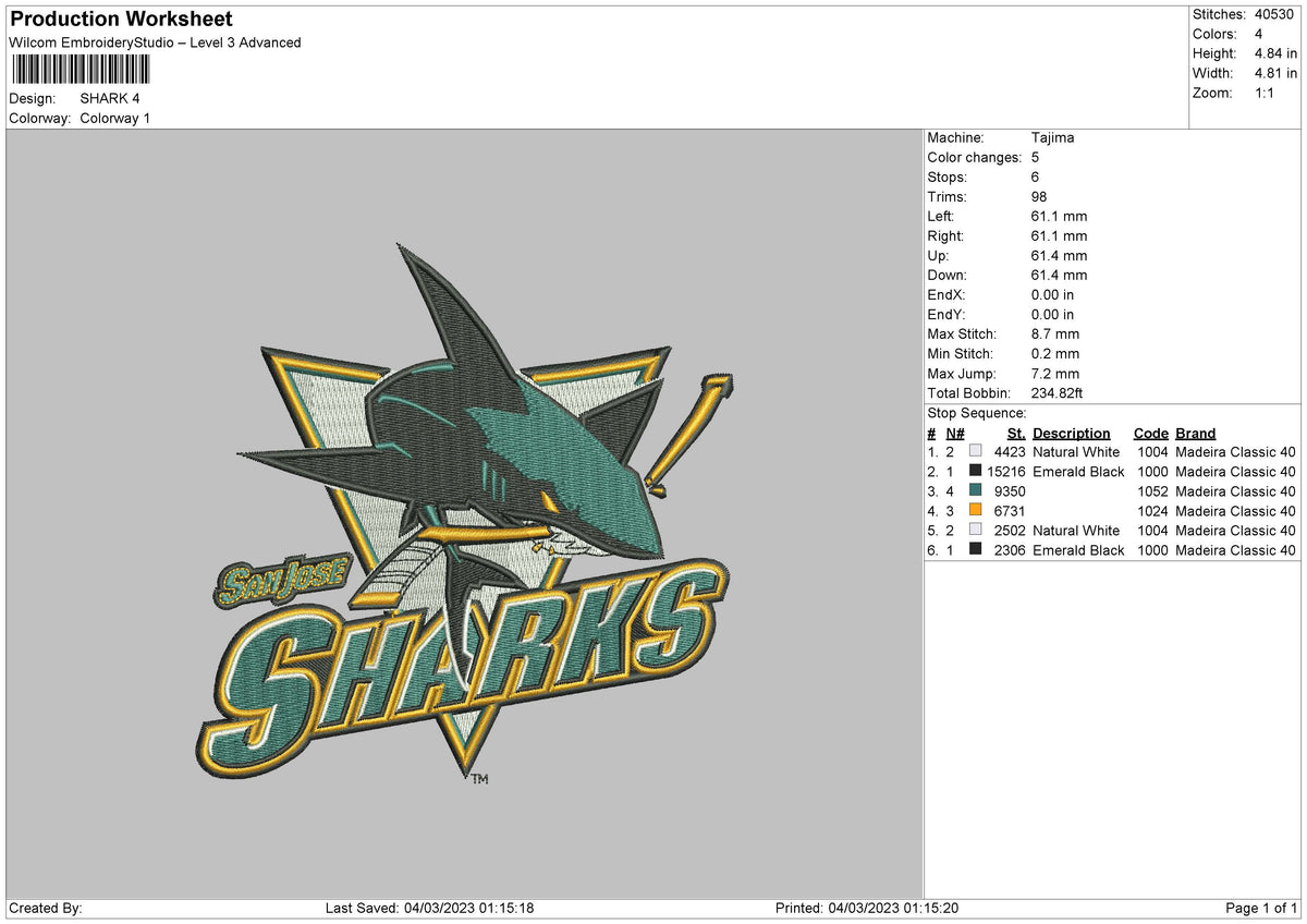 Shark Embroidery File 6 sizes – Master Digitizer