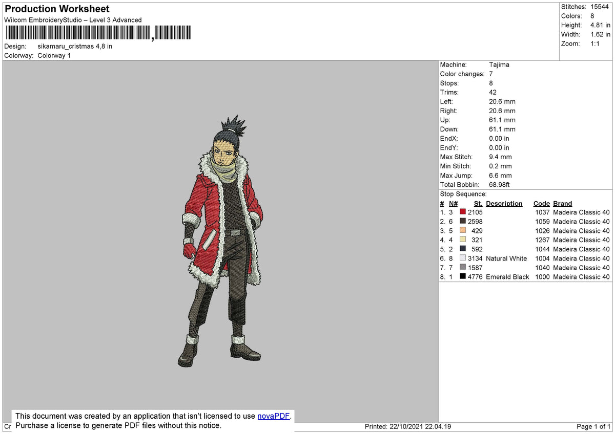 Shikamaru Christmas Embroidery File 4 size – Master Digitizer