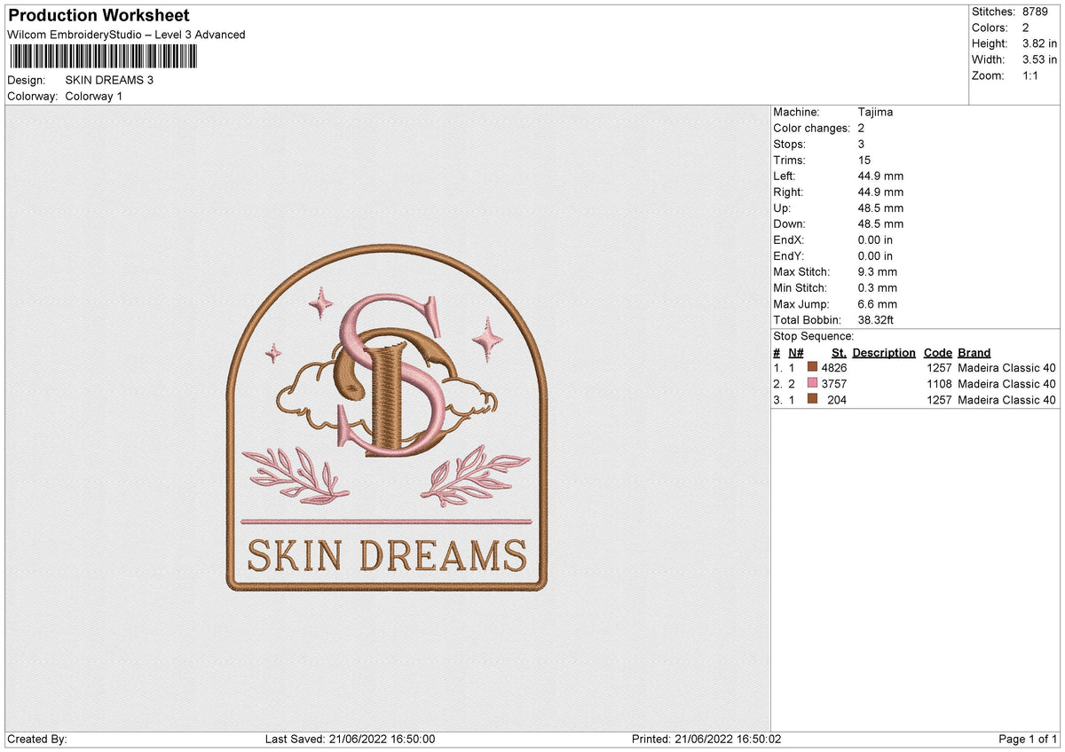 Skin Dreams Embroidery File 4 size – Master Digitizer
