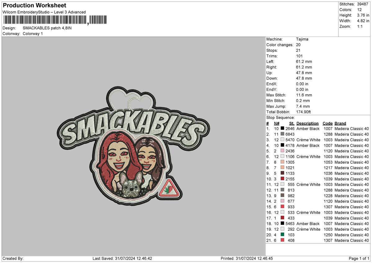 Smack Patch Embroidery File 6 sizes – Master Digitizer