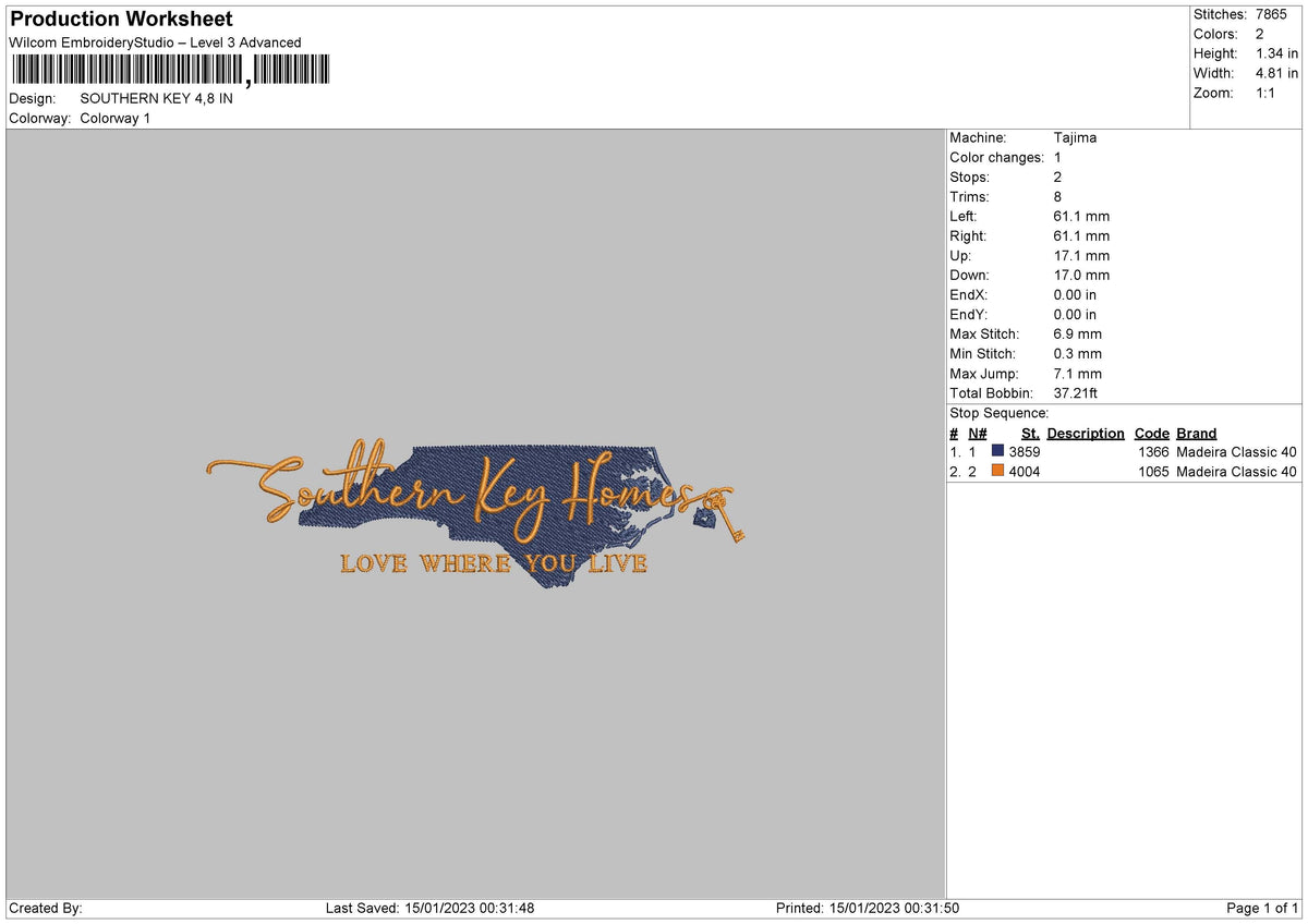 Southern Key Embroidery File 9 sizes – Master Digitizer
