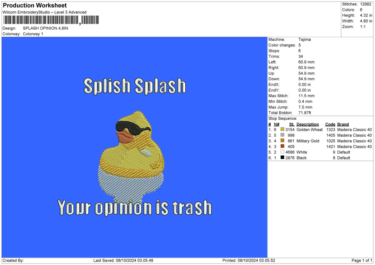 Duck Text 0810 Embroidery File 6 sizes – Master Digitizer