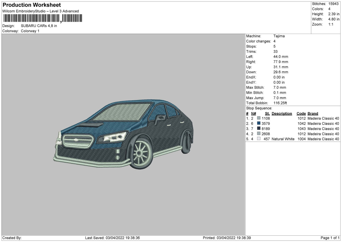 Subaru Cars Embroidery File 4 size – Master Digitizer