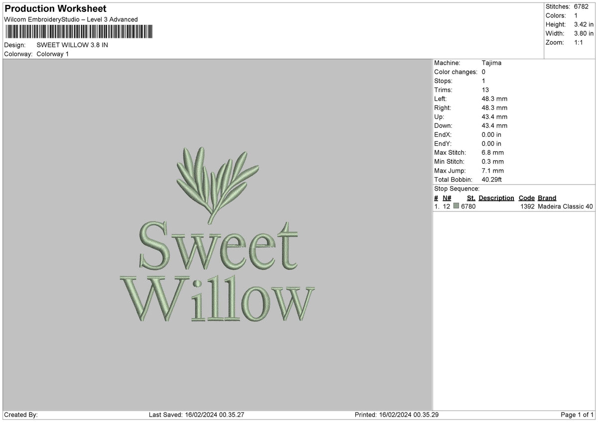 Willow Text Embroidery File 6 sizes – Master Digitizer