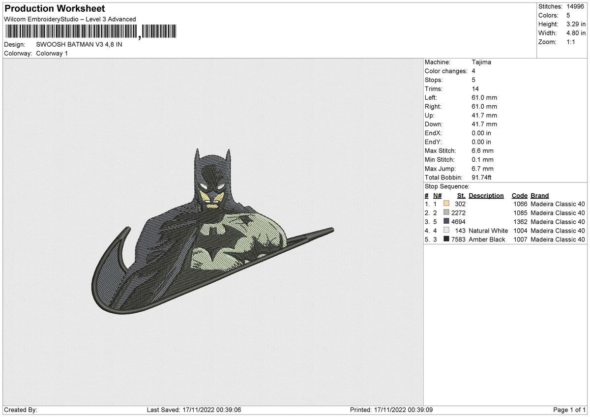 Swoosh Batman V3 Embroidery File 6 sizes – Master Digitizer