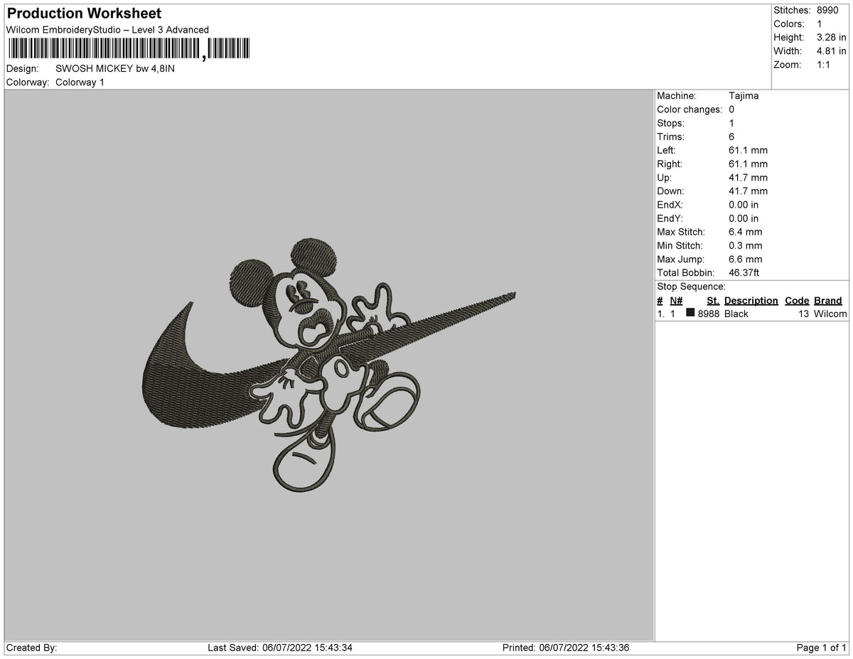 Swoosh Mickey BW Embroidery File 4 sizes – Master Digitizer
