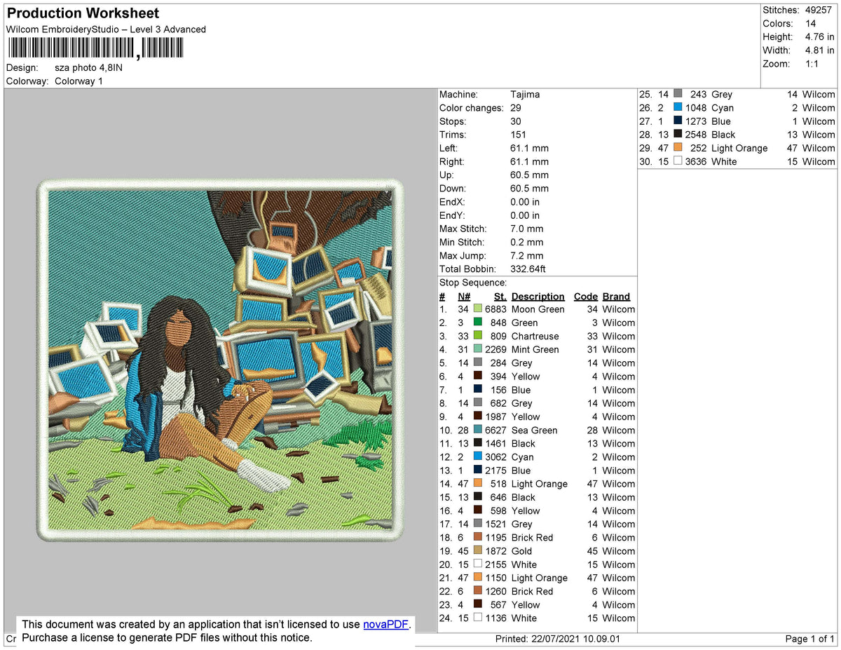 SZA Photo Embroidery File 4 size – Master Digitizer