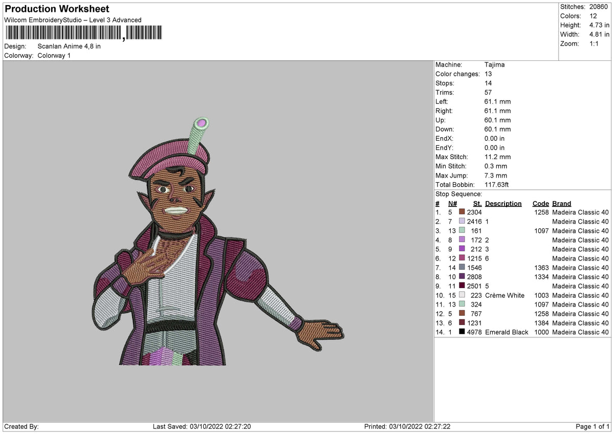 Scanlan Anime Embroidery file 6 sizes – Master Digitizer