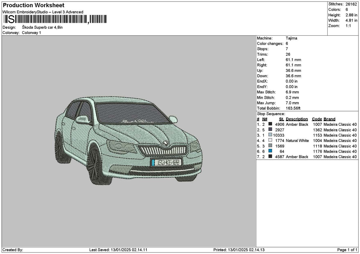 Car 1301 Embroidery File 6 sizes – Master Digitizer