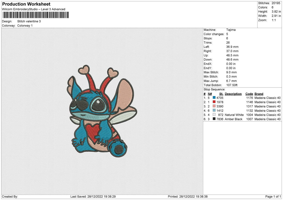 Stitch Valentine Embroidery File 6 sizes – Master Digitizer