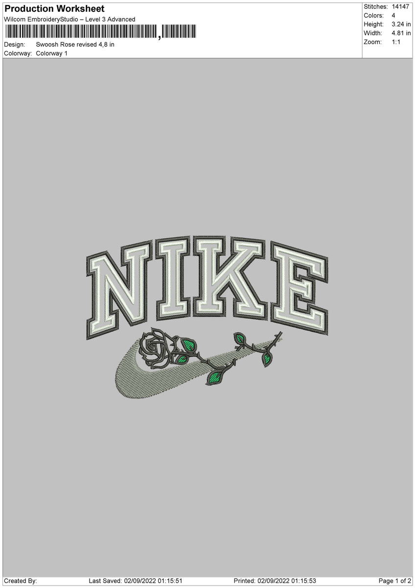 Nike Swoosh Rose Embroidery File 5 sizes – Master Digitizer