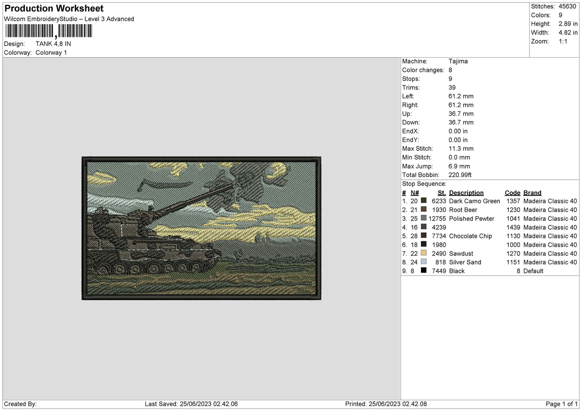 Tank Embroidery File 6 sizes – Master Digitizer