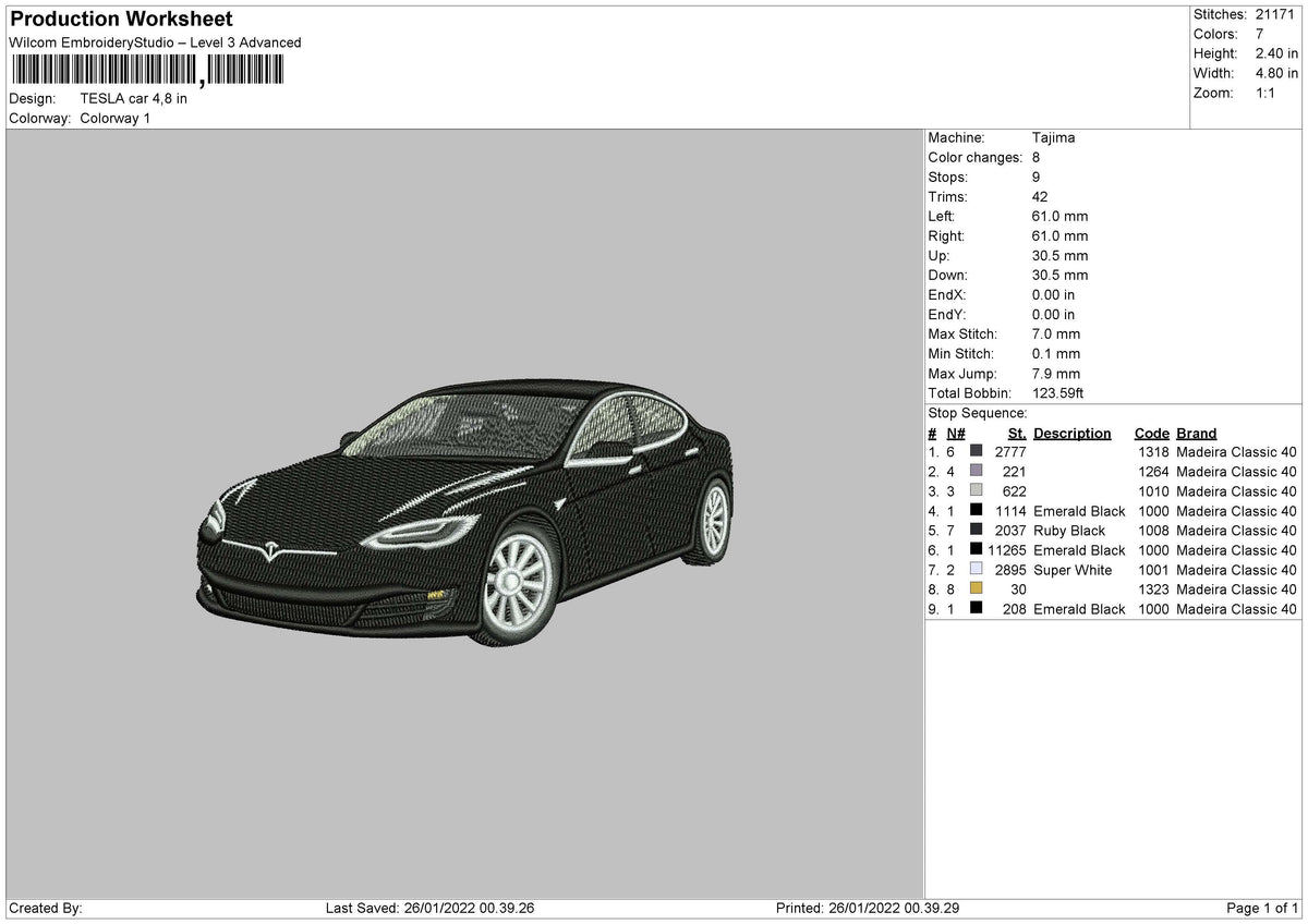 Tesla Car Embroidery File 4 size – Master Digitizer