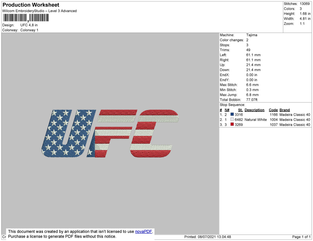 UFC Embroidery File 4 size – Master Digitizer