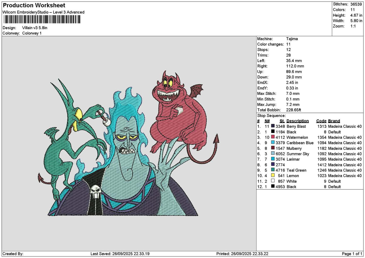 Villain V3 Embroidery File 6 sizes – Master Digitizer