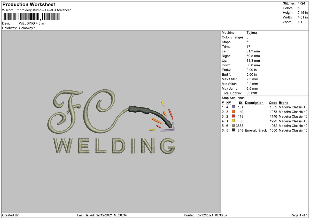 Welding Embroidery File 4 size – Master Digitizer