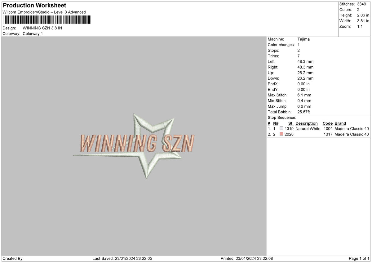 Winning Text Embroidery File 6 sizes – Master Digitizer