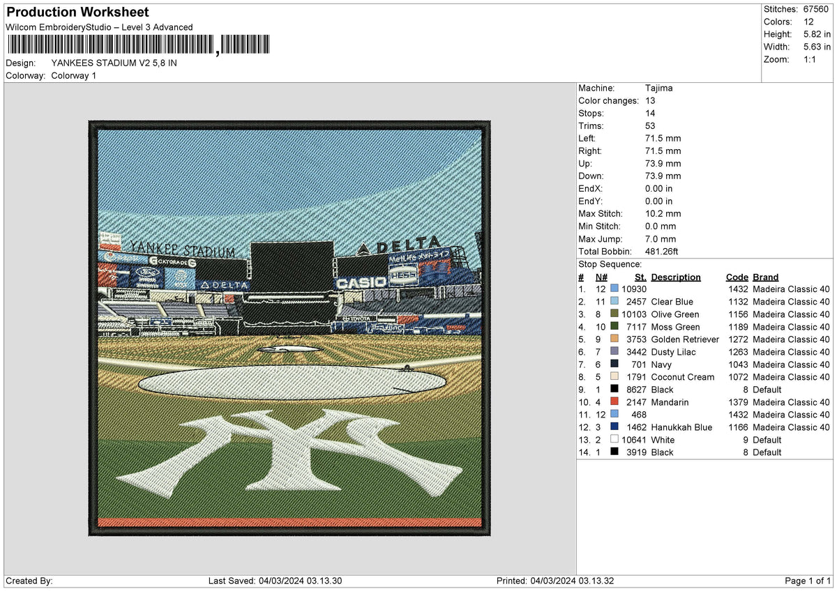 Stadium V2 Embroidery File 6 sizes – Master Digitizer