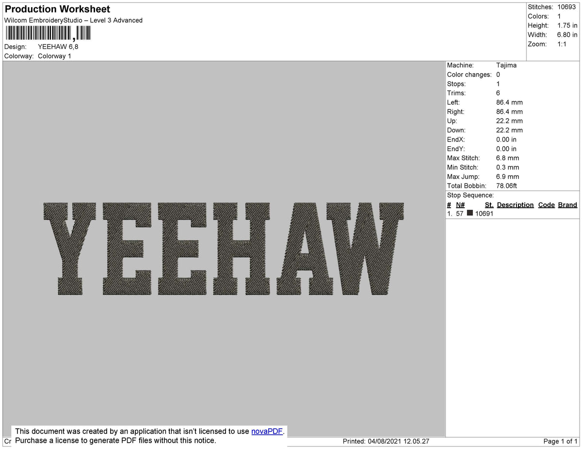 Yeehaw Text Embroidery File 4 size – Master Digitizer