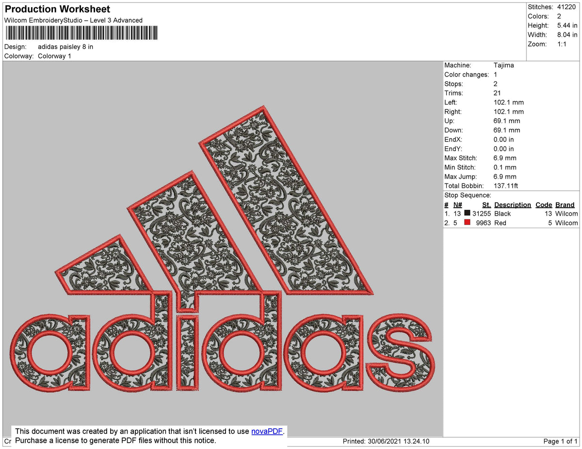 Adidas Paisley Embroidery File 3 size – Master Digitizer