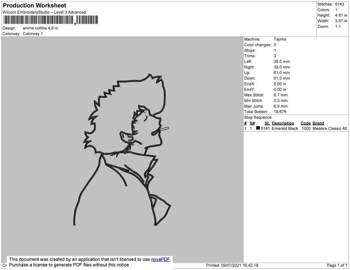 Anime Outline 03 Embroidery File 4 size – Master Digitizer